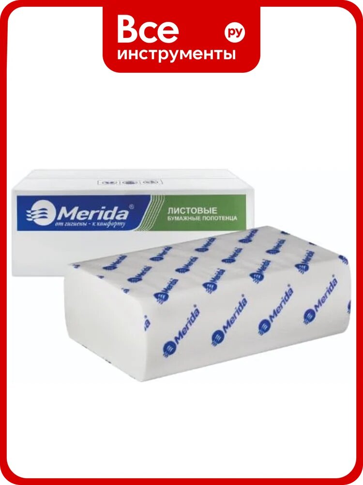 Бумажные полотенца листовые Merida Z-сложения стандарт, 2 сл, белые, 20 пач. х 200 лист. BP2406
