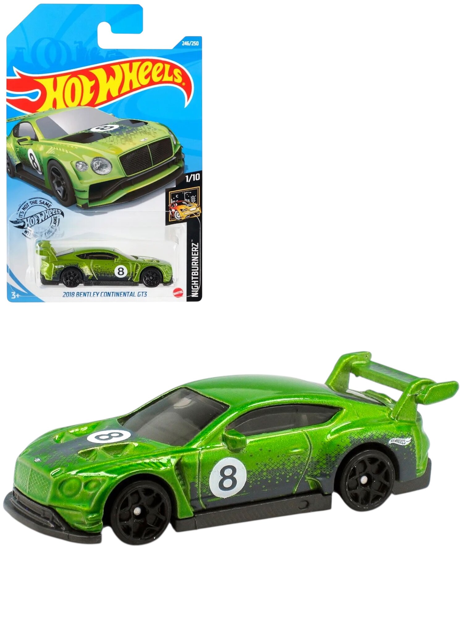 Машинка Hot Wheels Bentley Continental GT3, коллекционная 1/64 длина 7 см