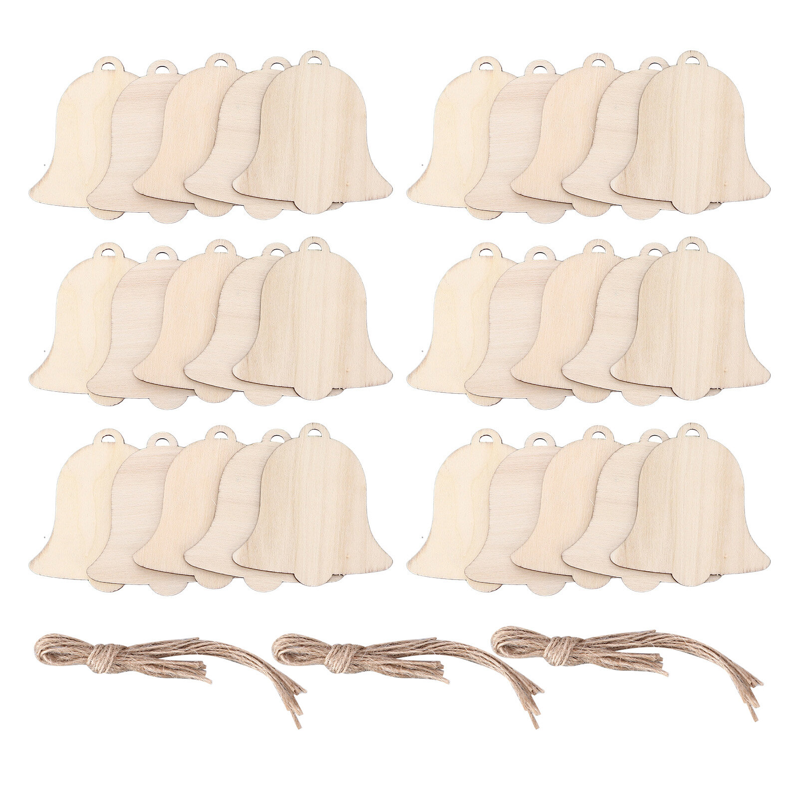 30 деревянных дисков, изысканные, в стиле ретро, глянцевые, для самостоятельного изготовления привлекательных декоративных неокрашенных украшений для дома к Рождеству. Колокольчики.