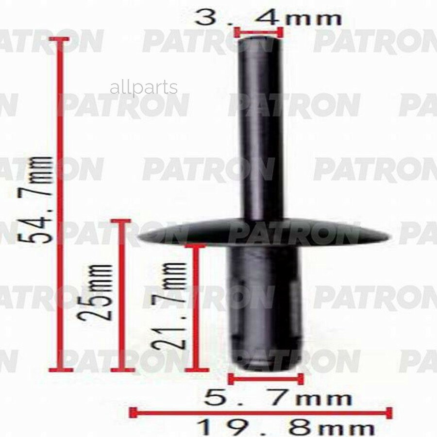 PATRON P37-0536 Клипса пластмассовая Renault, применяемость: двери, отделка (различная), уплотнители, фиксаторы, шумоизоляция.