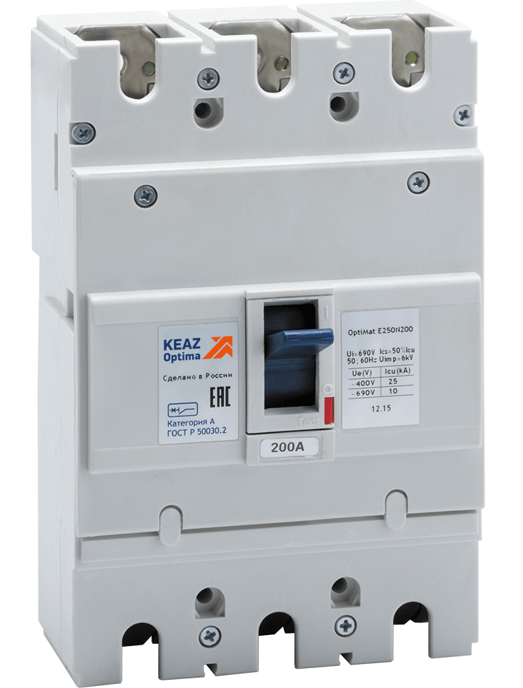 Автоматический выключатель КЭАЗ OptiMat E250N200-УХЛ3, 3P 200А, 230654 / электроавтомат