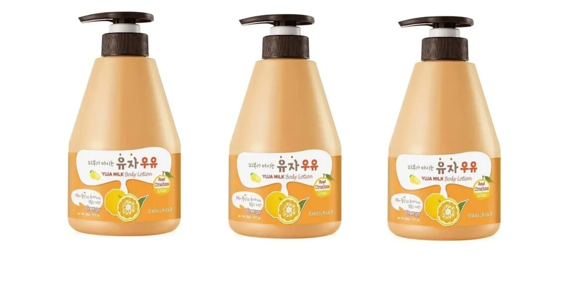 Лосьон Welcos для тела Kwailnara Yuja Mik Body Lotion, с экстрактом юдзу 560г, 3 шт