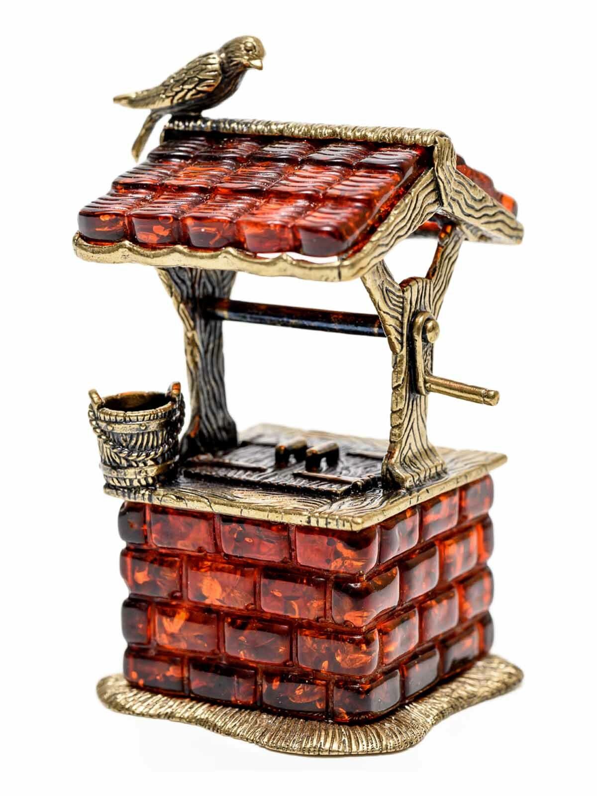 Сувенирная фигурка - Колодец с птичкой, Балтийский Янтарь, 7,7 см