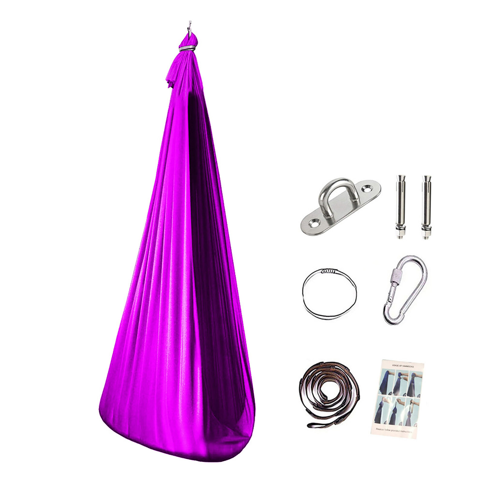 Детский эластичный гамак-кресло, качели для дома и улицы, фиолетовый, 1,5 метра с набором овальных пластин