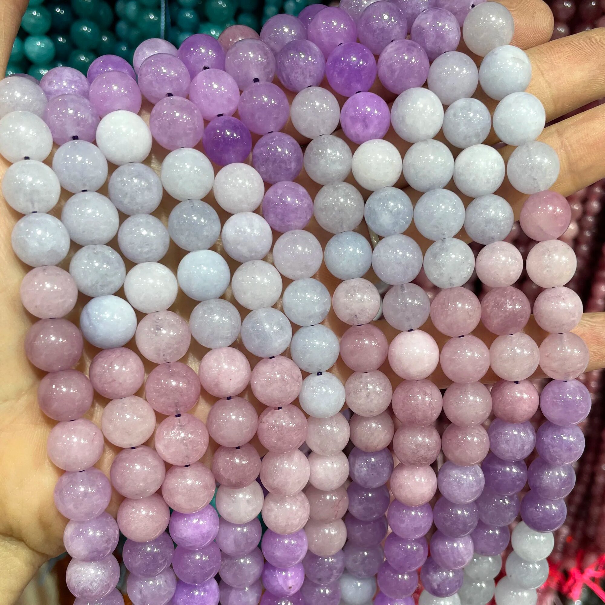 Бусины из халцедона, круглые, 10 мм, 35 шт, цвет 12