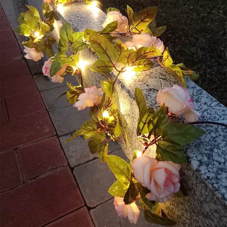 Зеленые гирлянды из листьев, искусственные гирлянды из виноградной лозы, на батарейках, 10 м