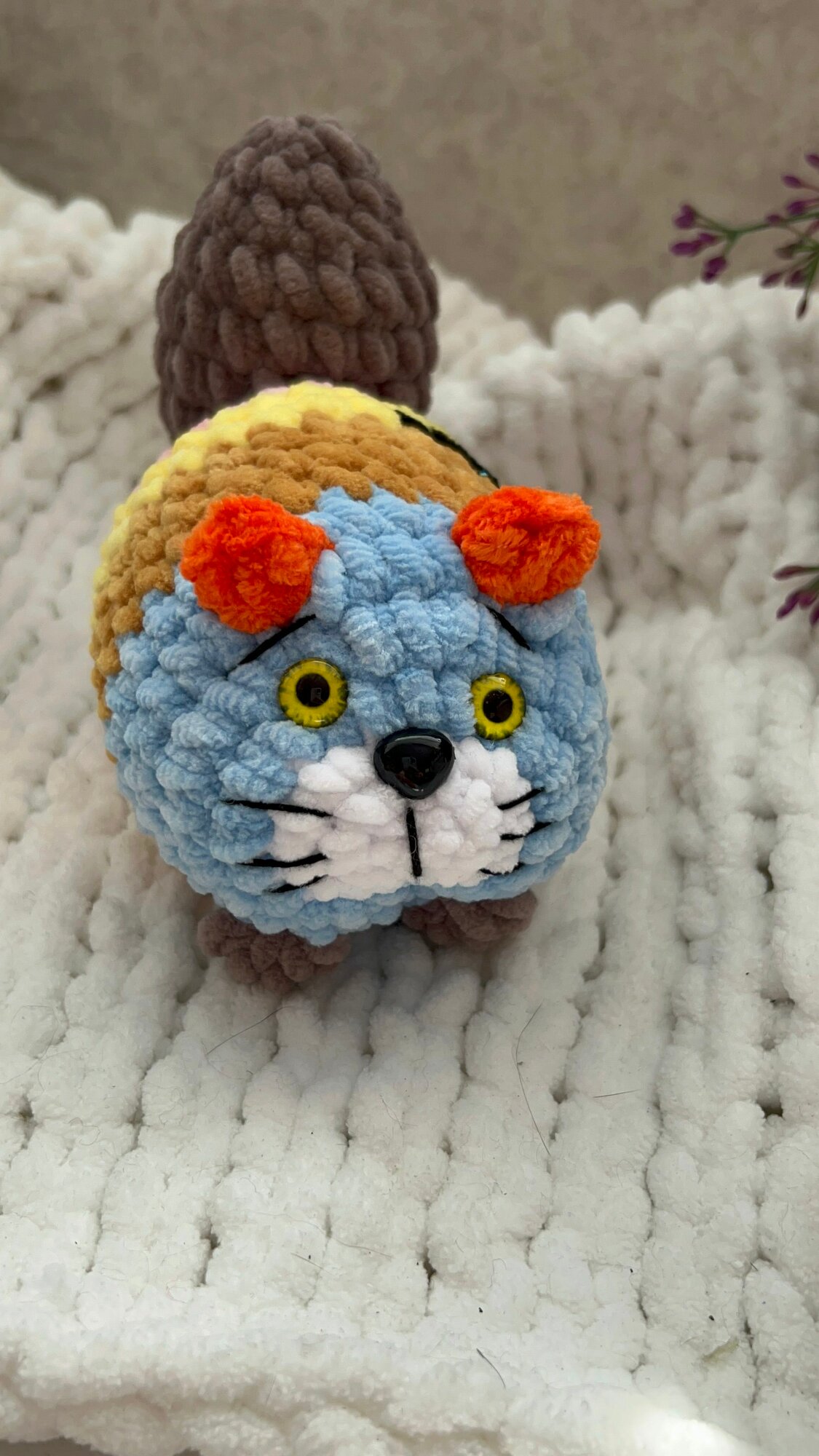 Вязаная игрушка кот колобок ручная работа