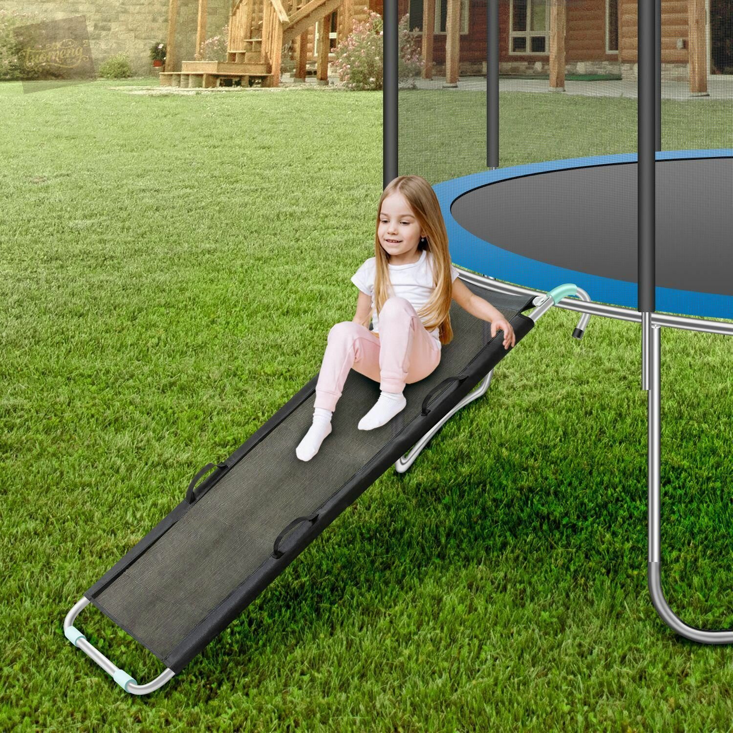 Батутная горка детская крытая кровать для прыжков бытовая маленькая детская лестница батут на открытом воздухе большая игрушечная горка