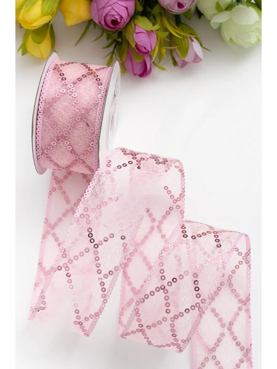 Лента с пайетками 4см (10 ярдов)