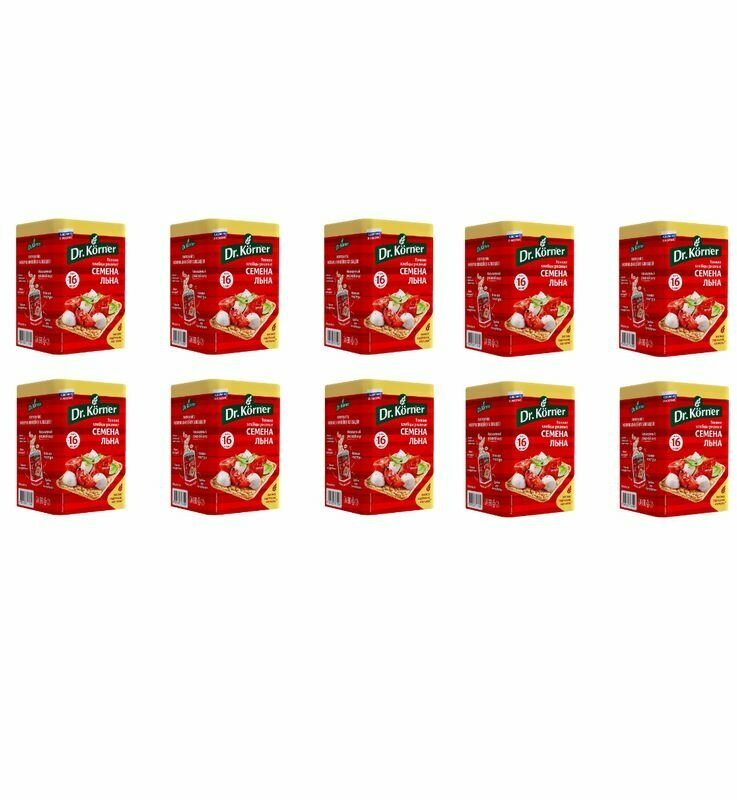 Dr.Korner Хлебцы ржаные с семенами льна, 100 гр, 10 упаковок в коробке