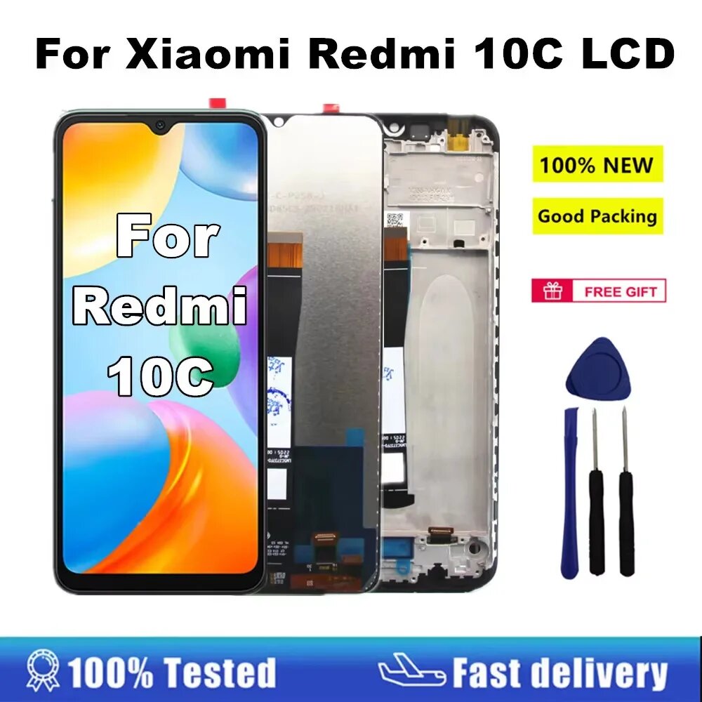 6,71-дюймовый ЖК-дисплей 10C для Xiaomi Redmi 10C, сенсорный экран в сборе для Redmi Black No Frame