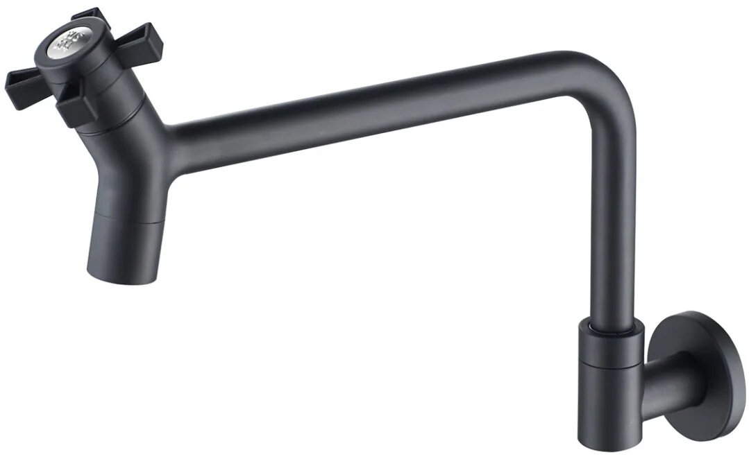 Кухонный смеситель, Поворотный Настенный кран для раковины, однорычажный, для холодной воды, для ванной комнаты, black short