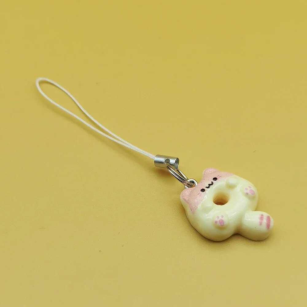 Очаровательный котенок, пончик, кошка, подвеска для телефона, ремешок для ключей, милый ремешок, чехол для мобильного телефона, подвеска для Airpods, чехол, брелок, шнур