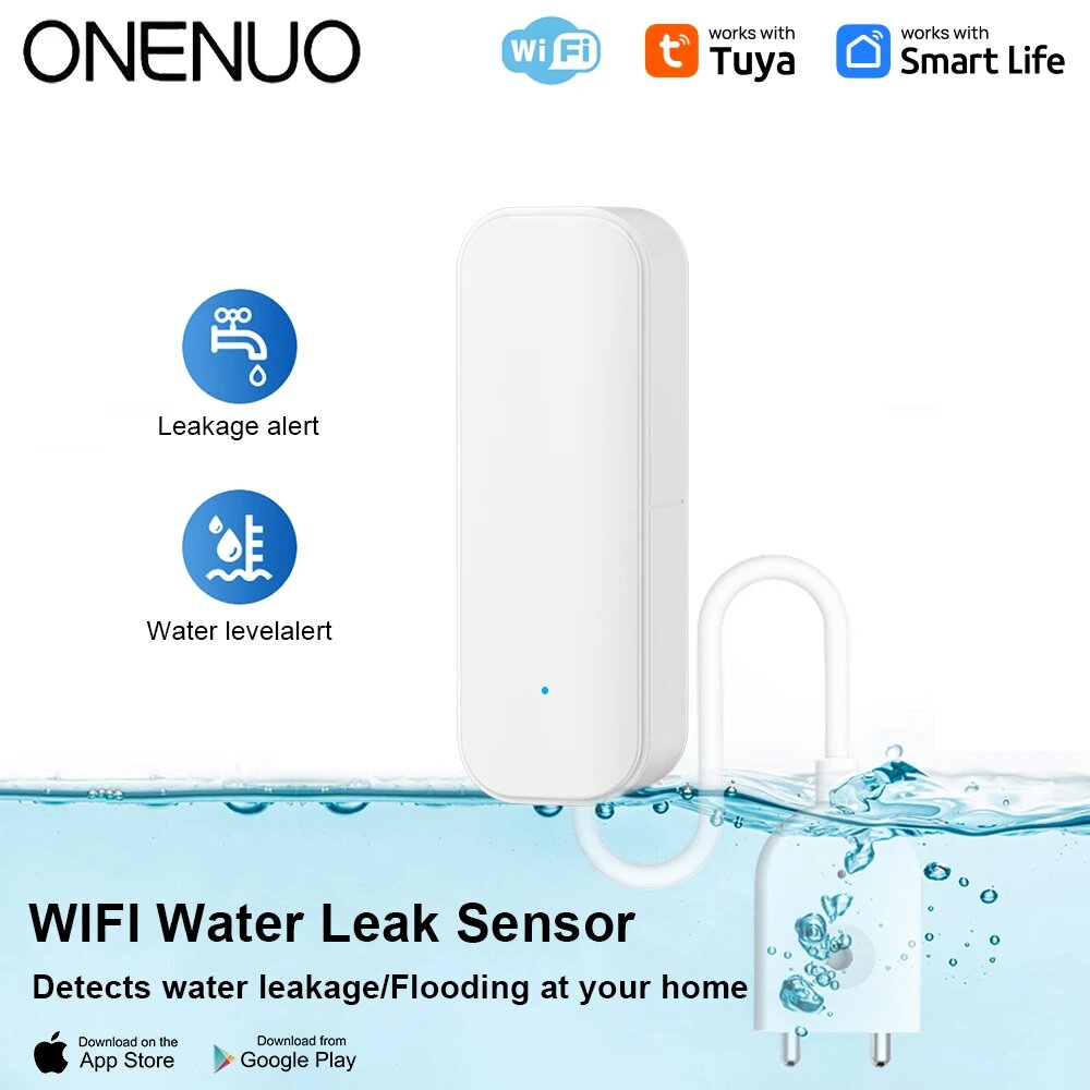 Датчик утечки воды ONENUO Wi-Fi/Zigbee WiFi