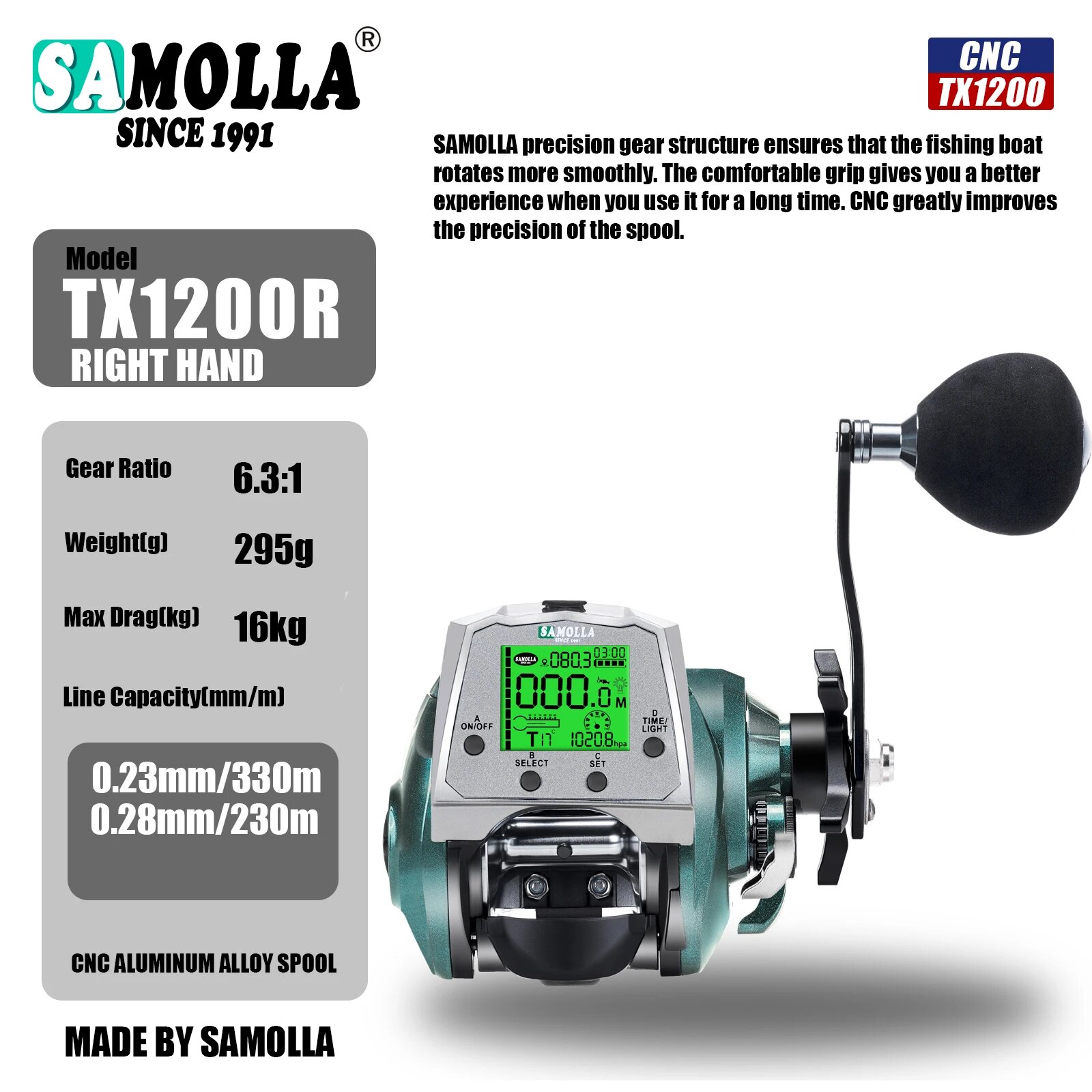 SAMOLLA Электронная рыболовная катушка right hand