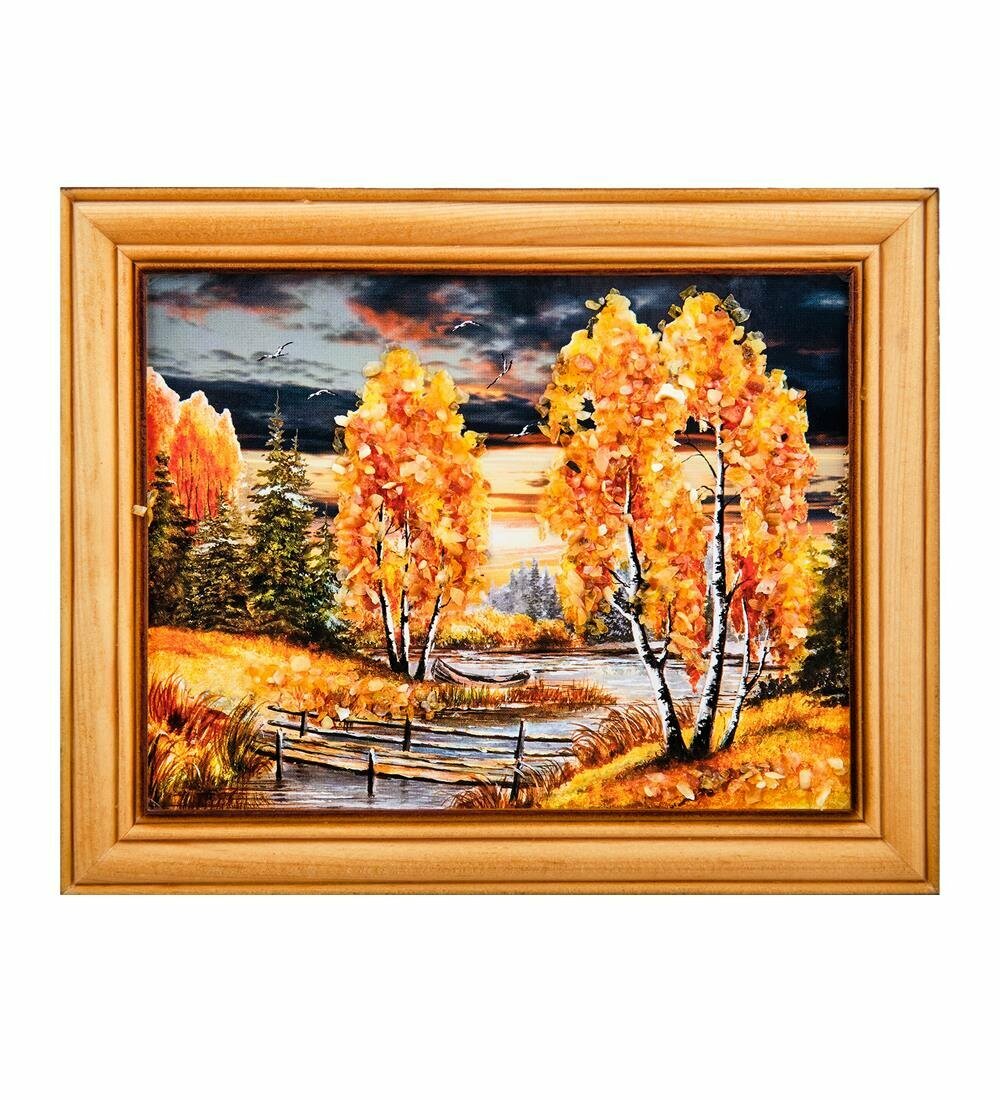 Картина "Красота природы" (с янтарной крошкой) дер. краш. рамка 12х15 A2181824