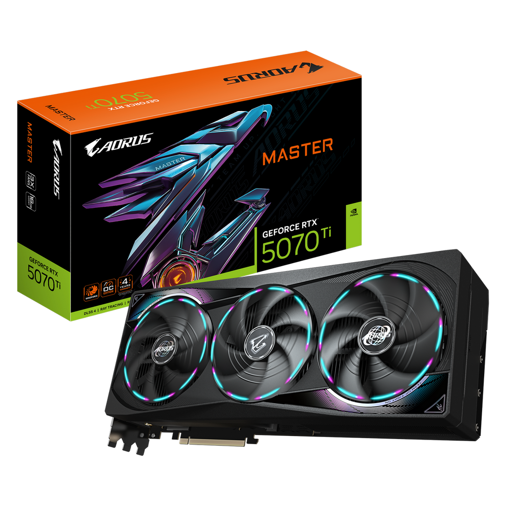 Видеокарта Gigabyte RTX5070Ti MASTER 16GB GDDR7 256bit 3xDP HDMI 3FAN RTL