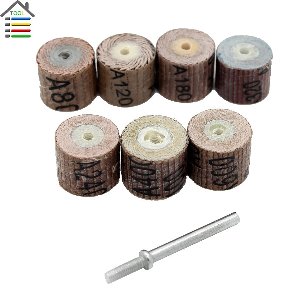 Шлифовальный диск AUTOTOOLHOME 7 шт. 80-600, шлифовальный станок, шлифовальный круг, полировальный шлифовальный диск, сменная Шлифовальная головка для инструментов Dremel