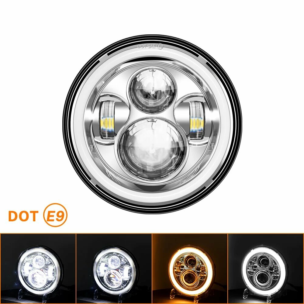 7-дюймовые классические мотоциклетные фары, одобренные DOT, светодиодные фары для Harley Chrome