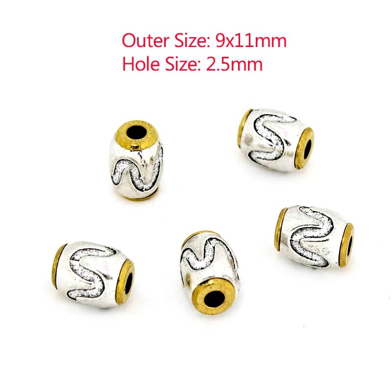 5 шт./лот антикварные тибетские серебряные узор свободные бусины подвески из сплава с большим отверстием бусины-разделители для браслета DIY фурнитура для изготовления ювелирных изделий
