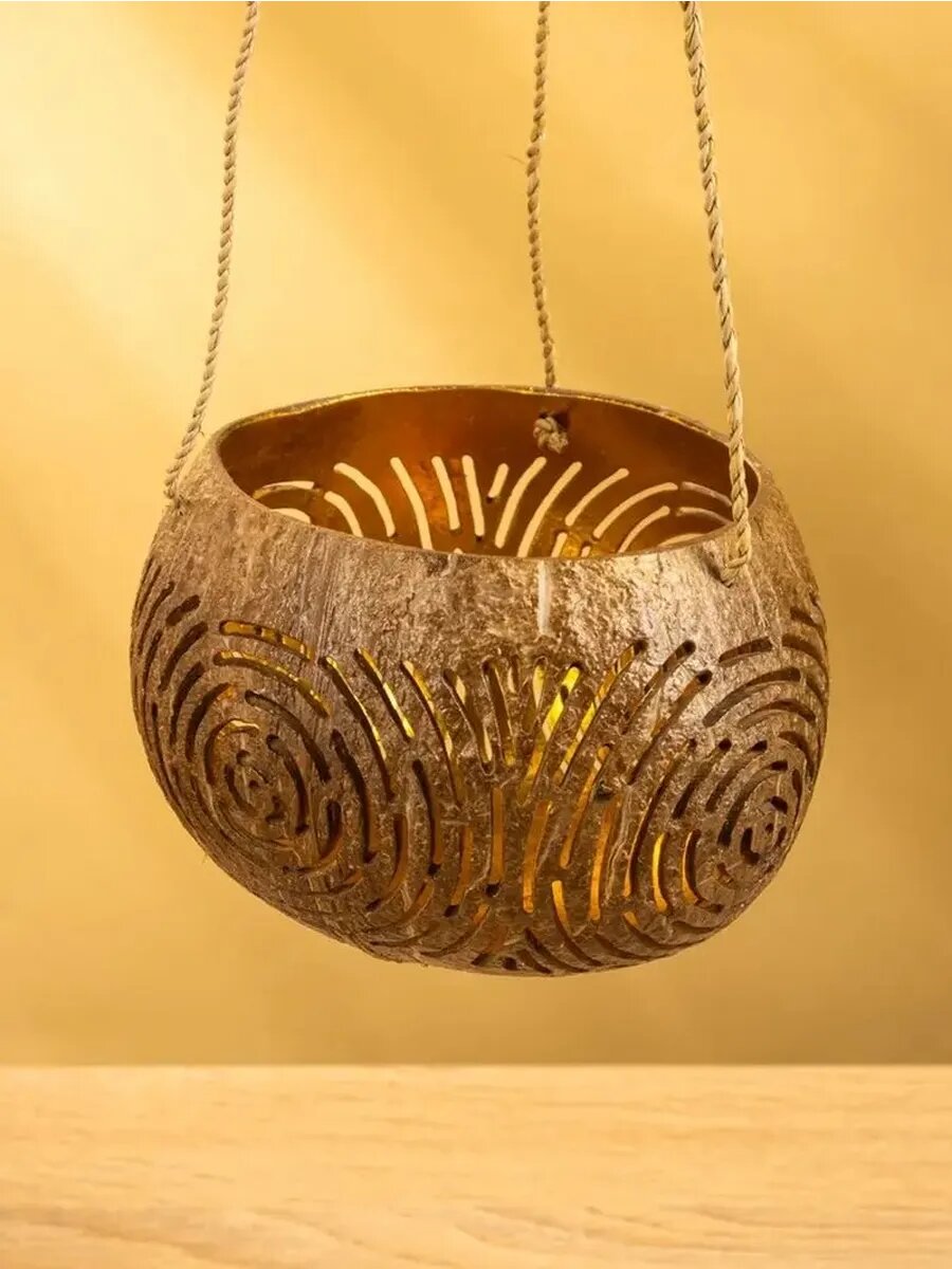 Подвесной светильник из натурального кокоса