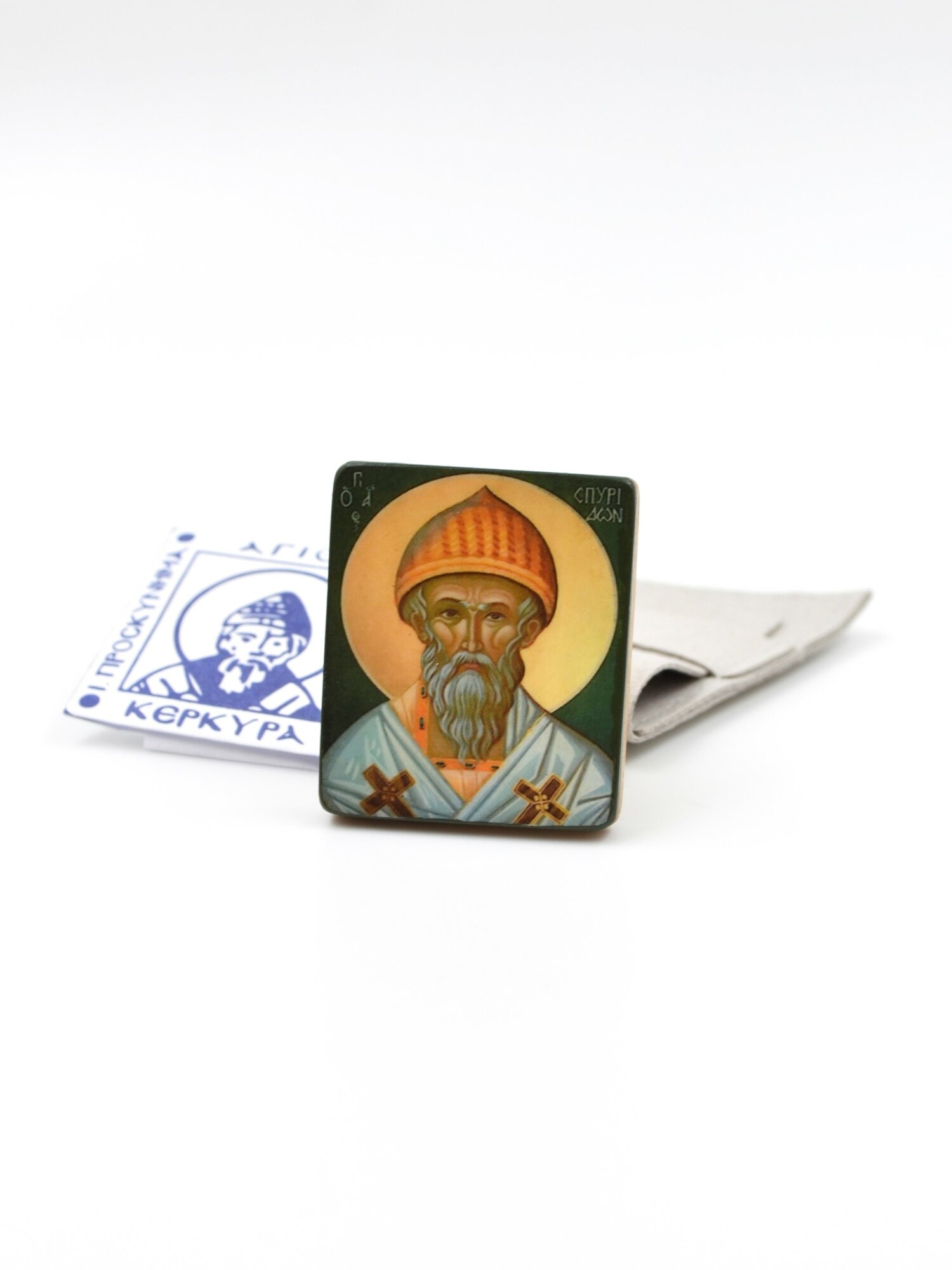 Икона ладанка Спиридон Тримифунтский с филахто, дорожная, икона авто