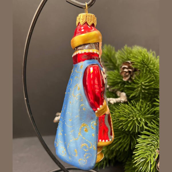 Елочная игрушка Царевич с луком, стекло, с росписью