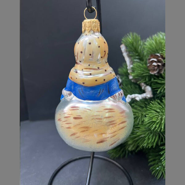 Елочная игрушка Девочка на спящем мишке стекло EVIS с росписью