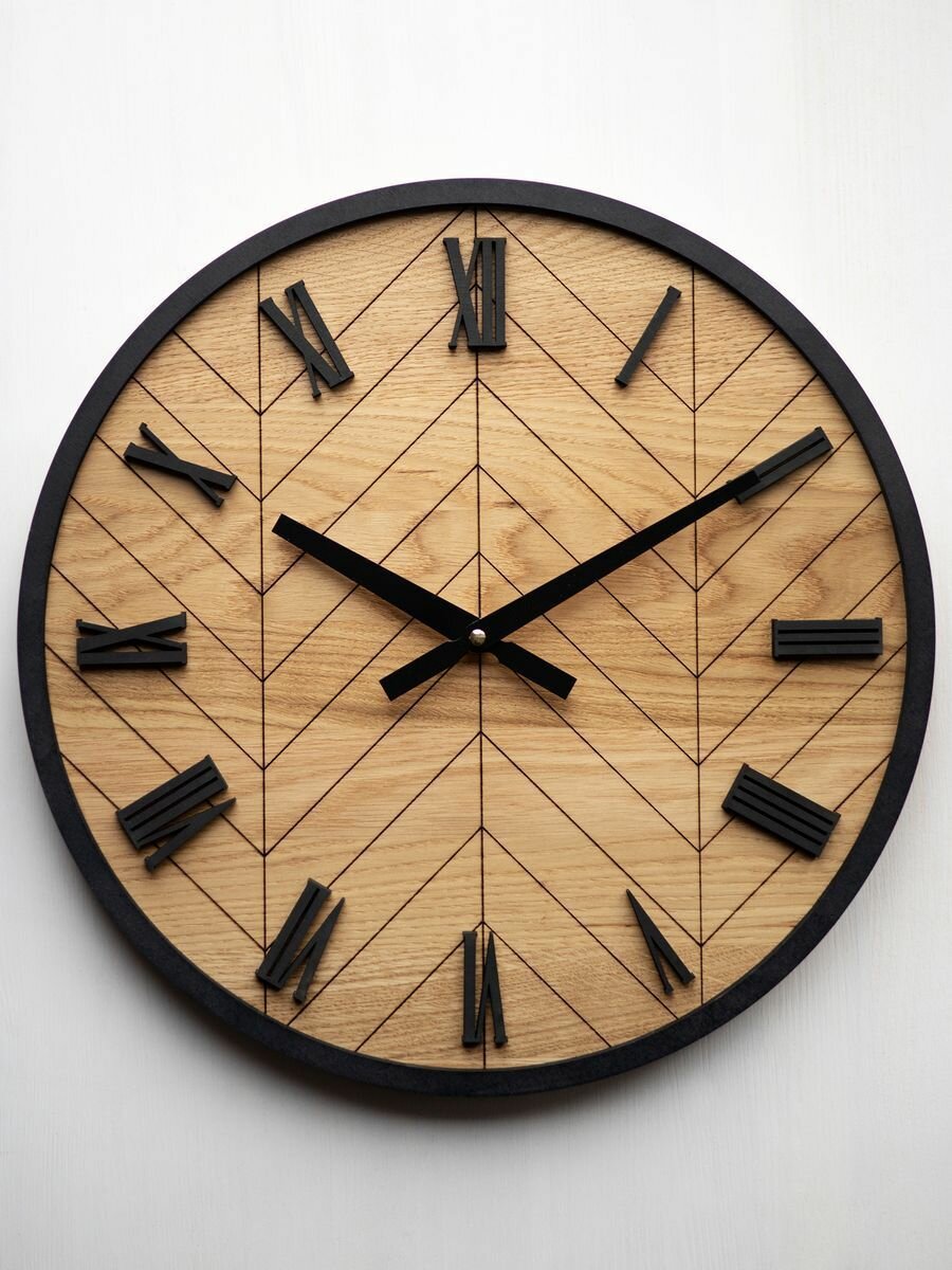 Часы настенные деревянные ручной работы в стиле лофт с тихим механизмом