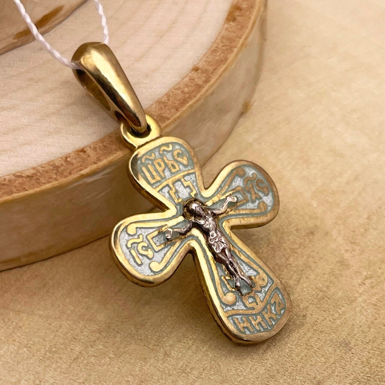 Крестик Русские Мастерские, серебро, 925 проба, чернение, золочение, оксидирование, эмаль