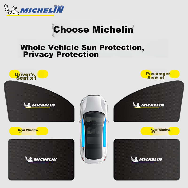 Michelin Magnetic Sun Visor for Car Windows, Summer Foldable Magnetic Sunshade Set, Heat Insulation And UV Protection
