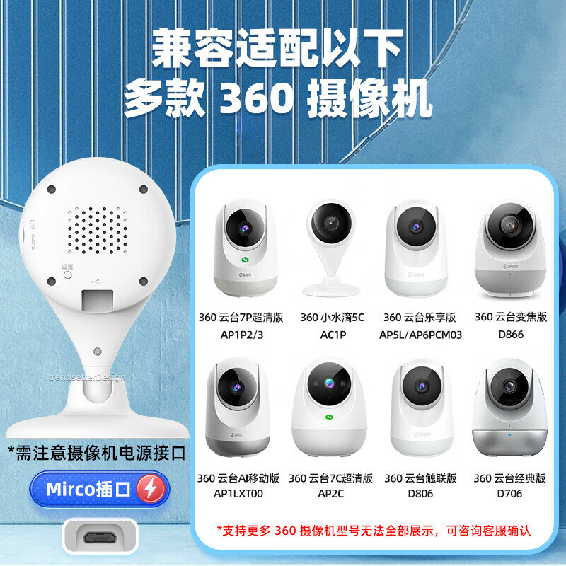 Кабель питания 5 м для камер Xiaomi Huawei с быстрой зарядкой 5Вт Цвет：Зарядное устройство камеры + кабель 5 м для