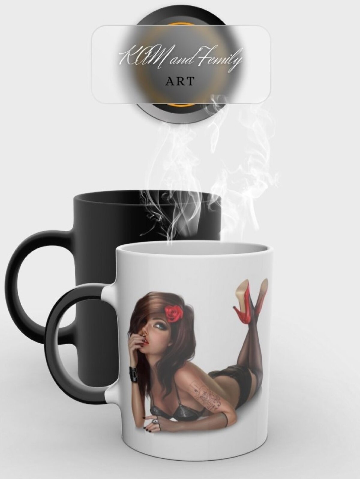 Кружка мужская хамелеон подарочная 18+ с девушкой (керамическая с термотрансферным принтом)