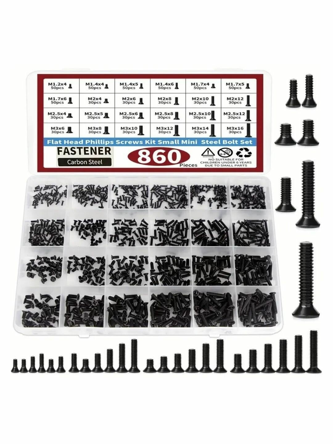 Набор миниатюрных чёрных винтов для компьютеров, очков и электроники, в комплекте 860 штук (. Ф)
