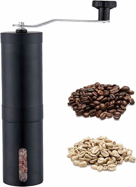 Черная ручная кофемолка, ручная кофемолка из нержавеющей стали, ручная кофемолка для кофейных зерен, конусная ручная кофемолка из нержавеющей стали, керамическая ручная кофемолка из нержавеющей стали, подходит для дома, улицы, кемпинга