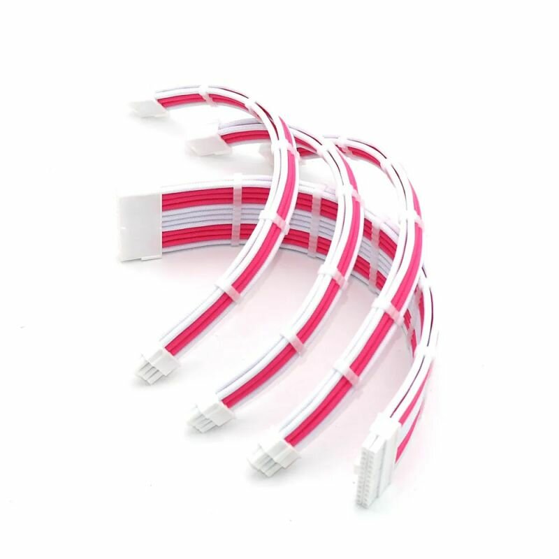 Комплект удлинительных кабелей для блока питания Bend PSU: 1x24-контактный, 1xCPU/AT 8-контактный (4+4 контакта), 2xGPU 8-контактный (6+2) PCIE, внутренний изгиб 180 градусов, 20 см, 30 см