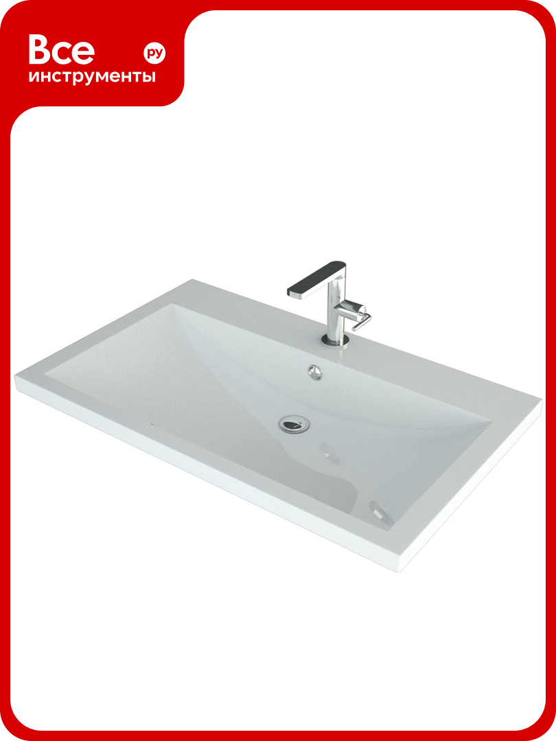 Раковина Art&Max AM-LAV-750-MR-A, искусственный мрамор, белый, прямоугольная, для ванной комнаты