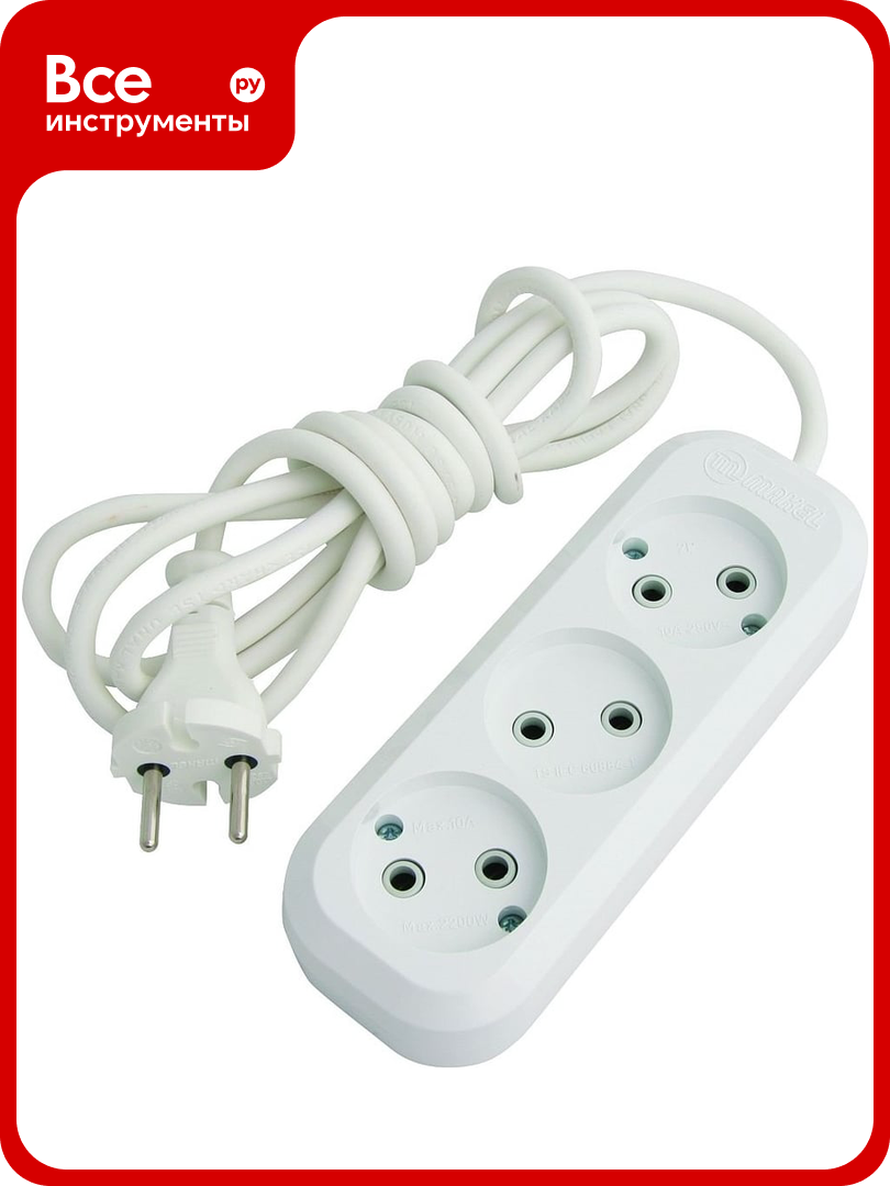 Удлинитель, MAKEL, MAKEL 3x7 м, без заземления MGP127, 3х7 м, использования в домашних условиях