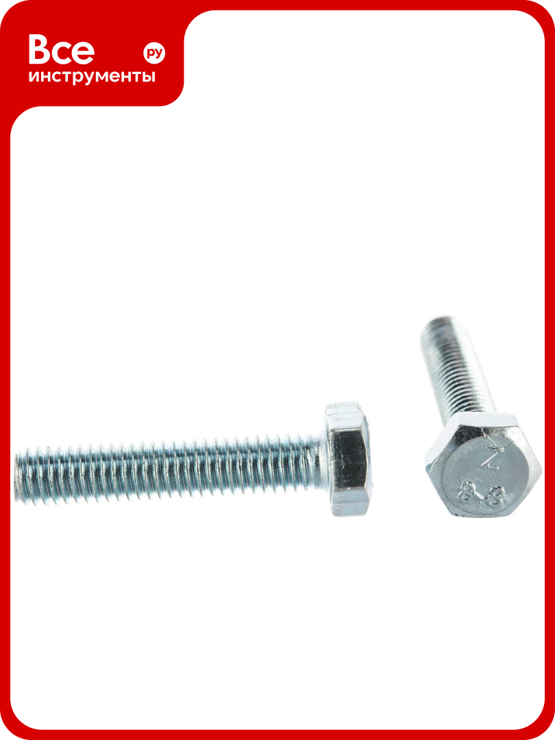 Болт DIN 933 с шестигранной головкой, оцинкованный М6х30, 60шт - коробка Tech-Krep 105203