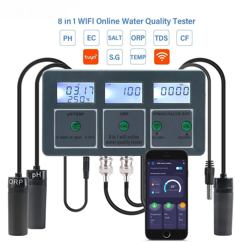 Easyover Туя Анализатор воды 8 в 1, EU Plug