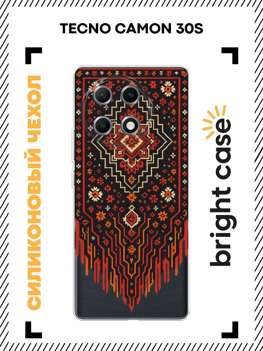 Чехол на Tecno Camon 30S / Текно Камон 30S с принтом Бабушкин платок, прозрачный