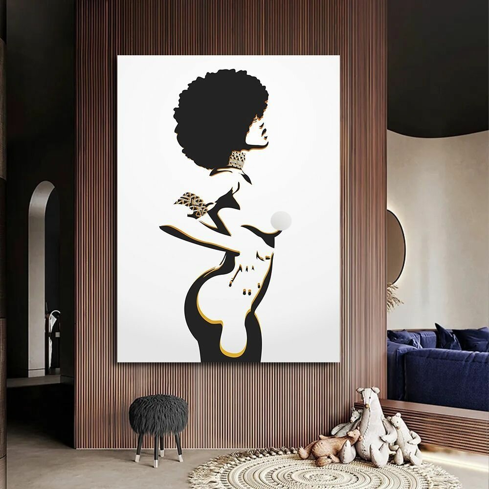 Картина "Африканка", на холсте, на подрамнике, дерево, 60 см х 80 см