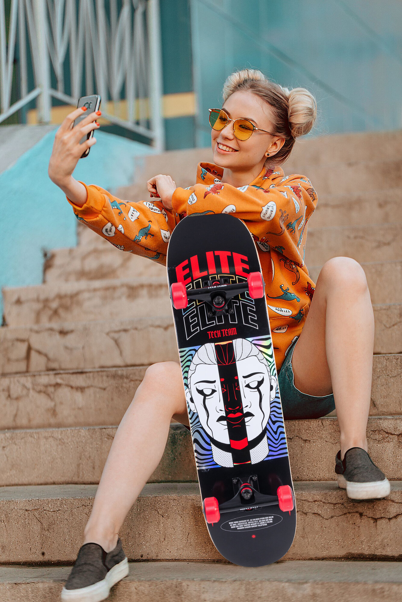 Скейтборд для трюков TechTeam Elite, русский клён, 7 слоёв, Маска