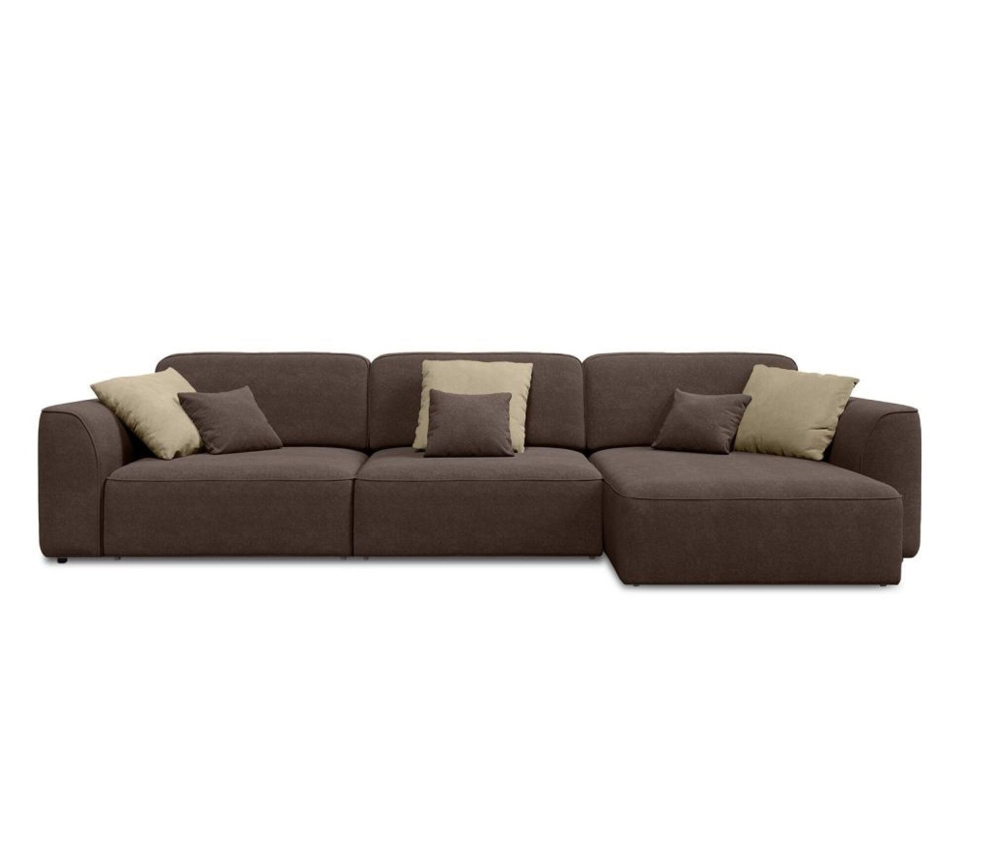 Диван угловой DiHall Сиэтл Зара Браун, велюр, ДВП/фанера/ЛДСП, механизм еврокнижка