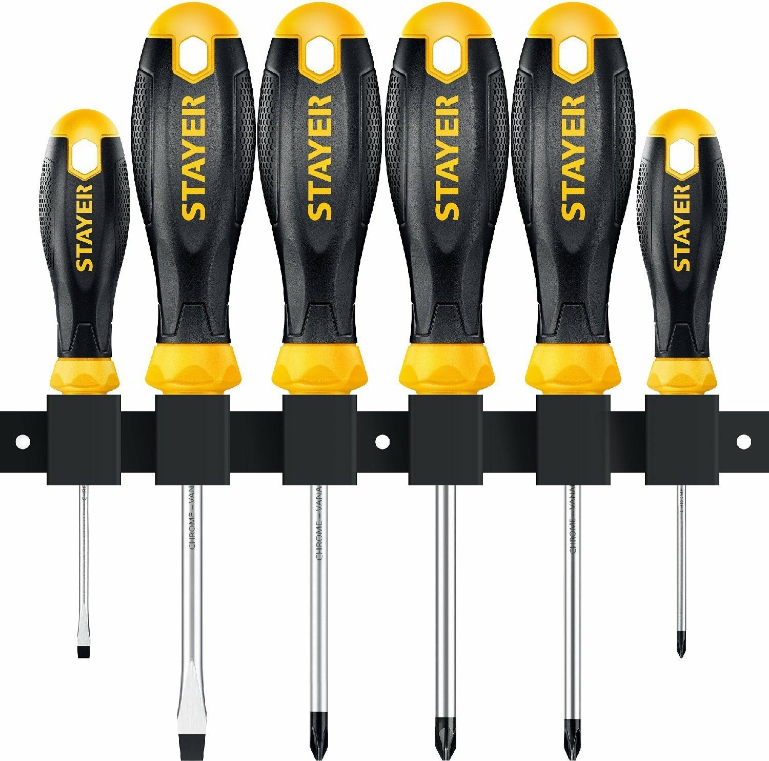 Набор отверток STAYER Hercules-Н6 6 предметов Cr-V с магнитным наконечником и двухкомпонентной рукояткой