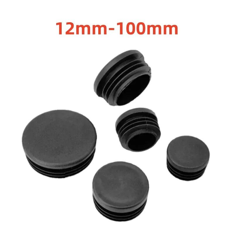 Пластиковая черная круглая заглушка для труб 12 ~ 100 мм, полиэтиленовая пластиковая 28mm-10pcs