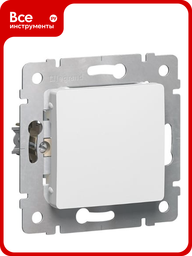 Заглушка Legrand Cariva белая, накладная, пластиковая, 49x49 мм, IP20, без защитных шторок, для открытого монтажа, 77364