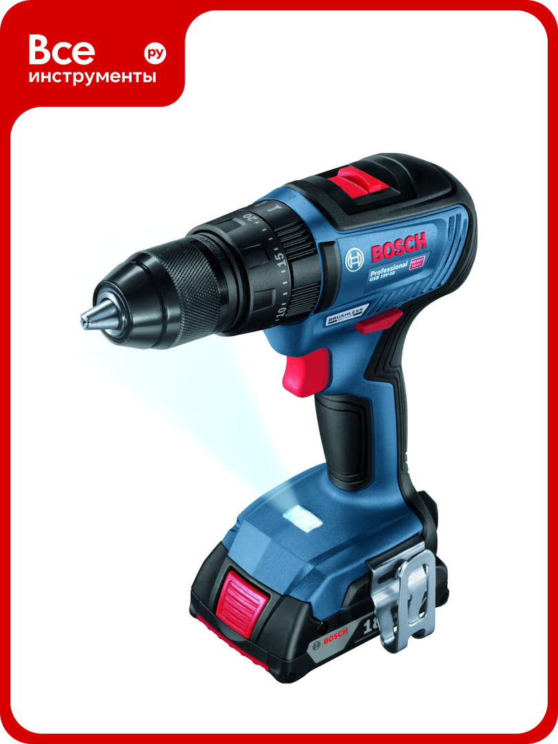 Аккумуляторная ударная дрель-шуруповерт Bosch GSB 18V-50 06019H5120 для закручивания крепежа