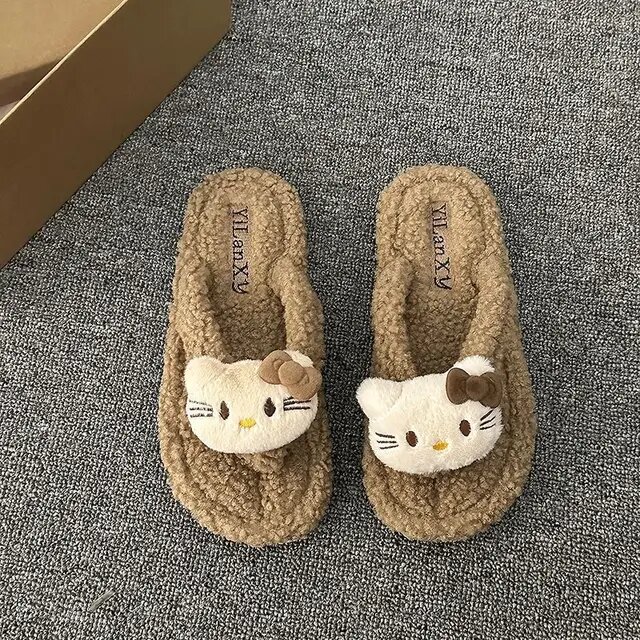 Женские плюшевые шлепанцы Y2k, осенне-зимние Нескользящие шлепанцы на плоской подошве, Корейская версия, новые трендовые Тапочки