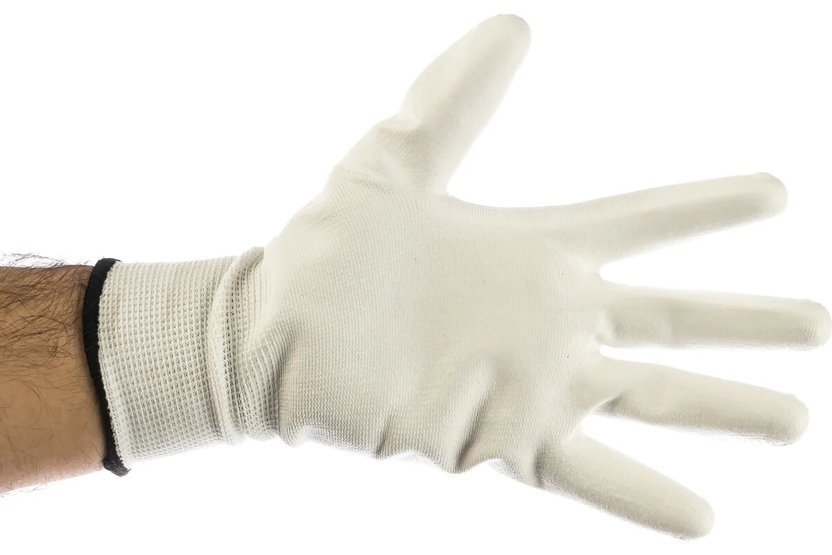 ULTIMA Перчатки белые нейлоновые с полиуретановым покрытием ULT620/L для точности работы